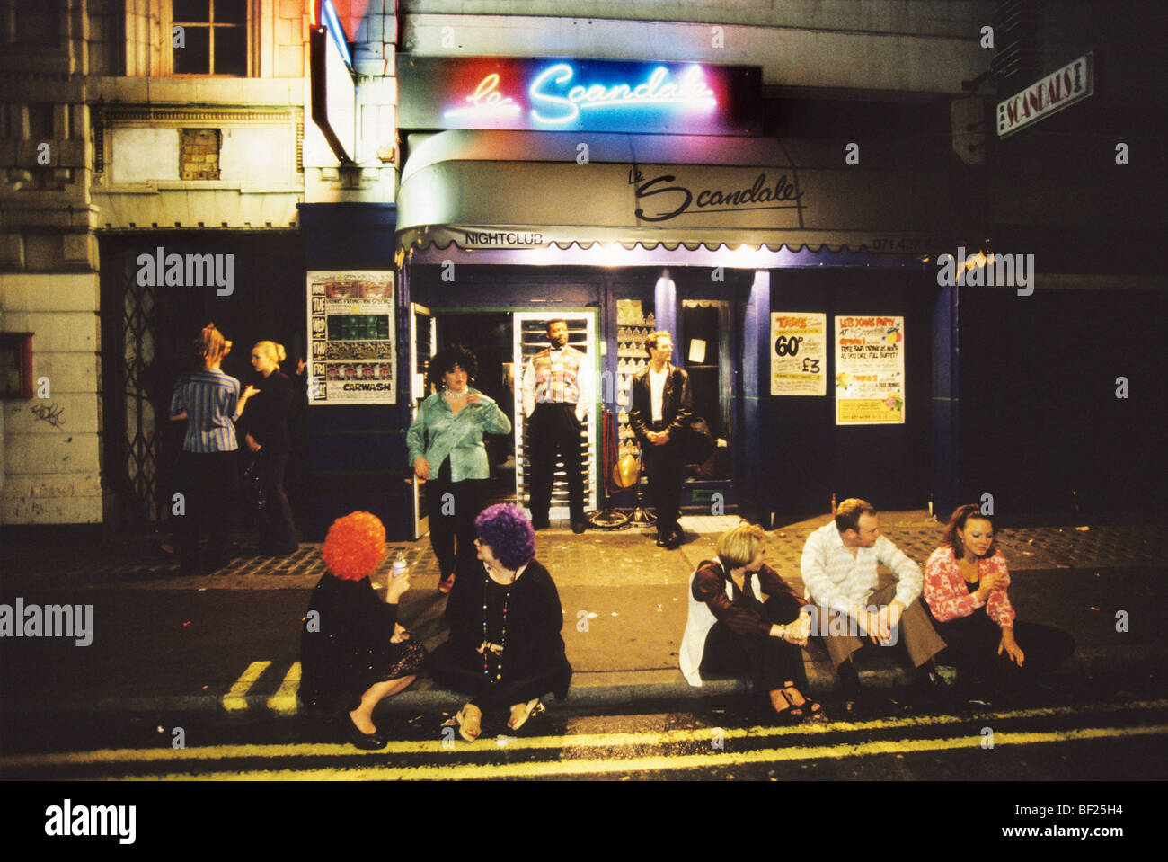 Sitting outside on pavement, Scandal night club, Seventies night ...