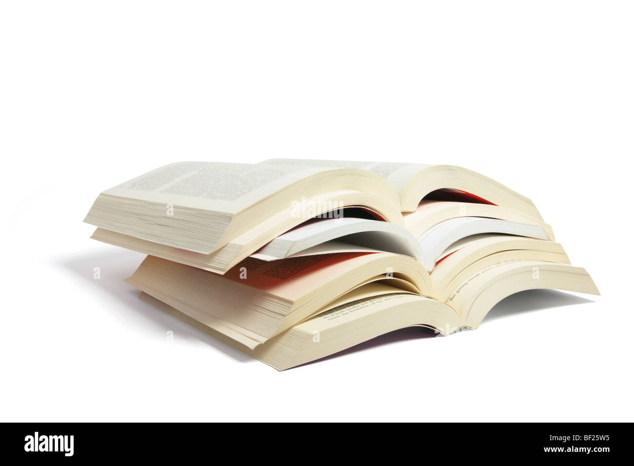 Stack of Open Books Stock Photo - Alamy