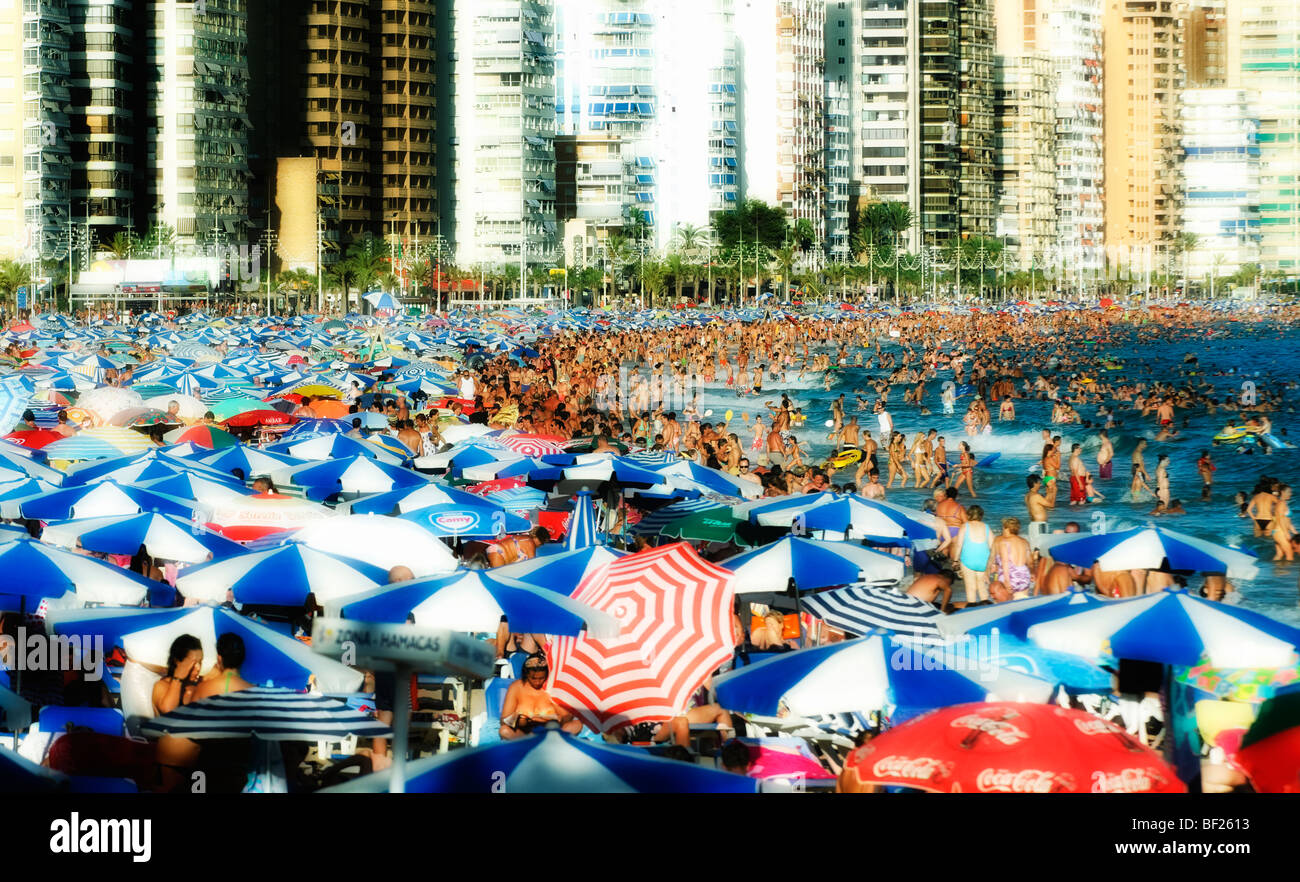 Benidorm beach crowd hi-res stock photography and images - Alamy