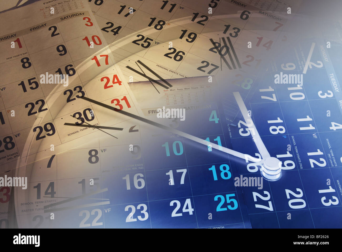 Clock and Calendar Pages Stock Photo - Alamy