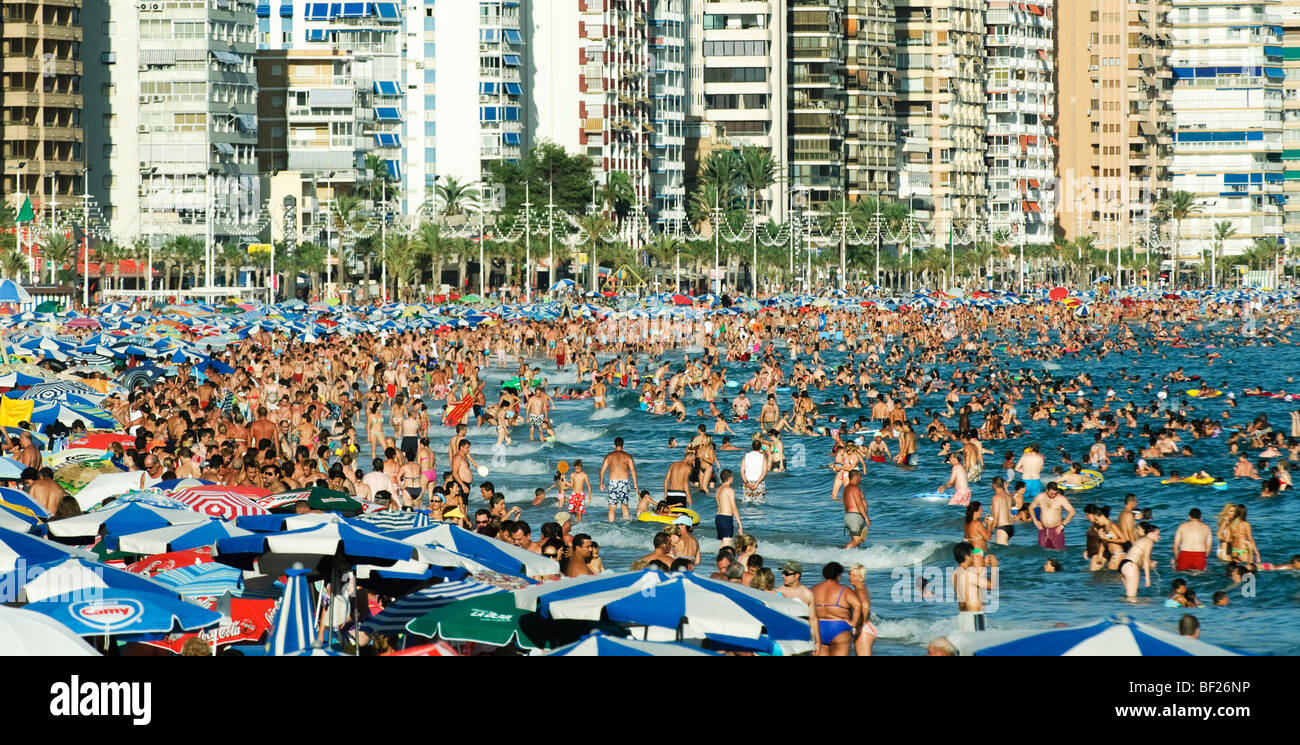 Benidorm beach crowd hi-res stock photography and images - Alamy