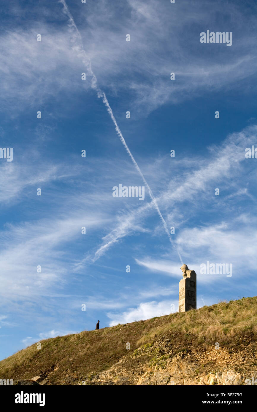 Contemplating - figure and memorial statue to seafarers with ...