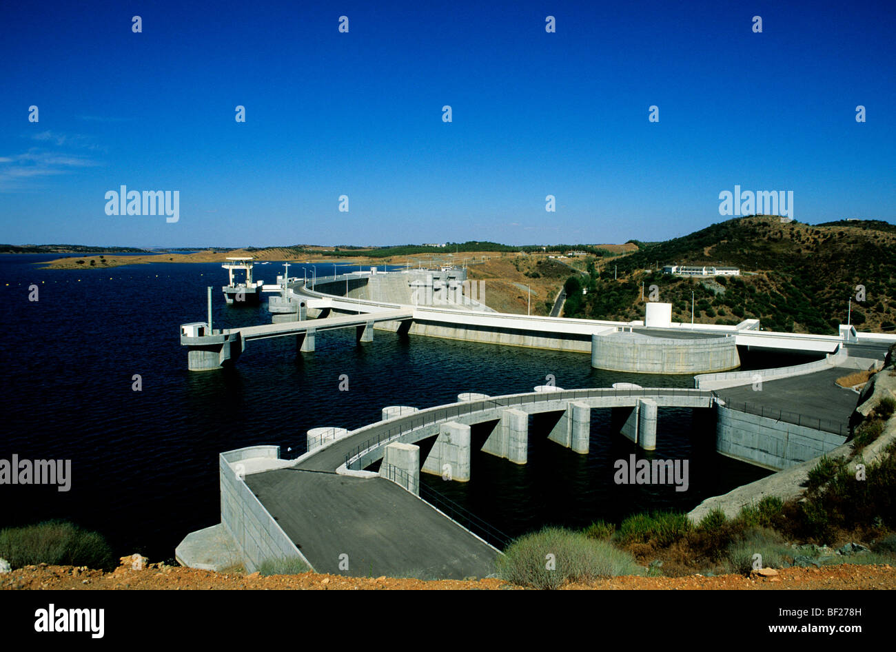 The Alqueva dam on the Guadiana River in Portugal's Alentejo province ...