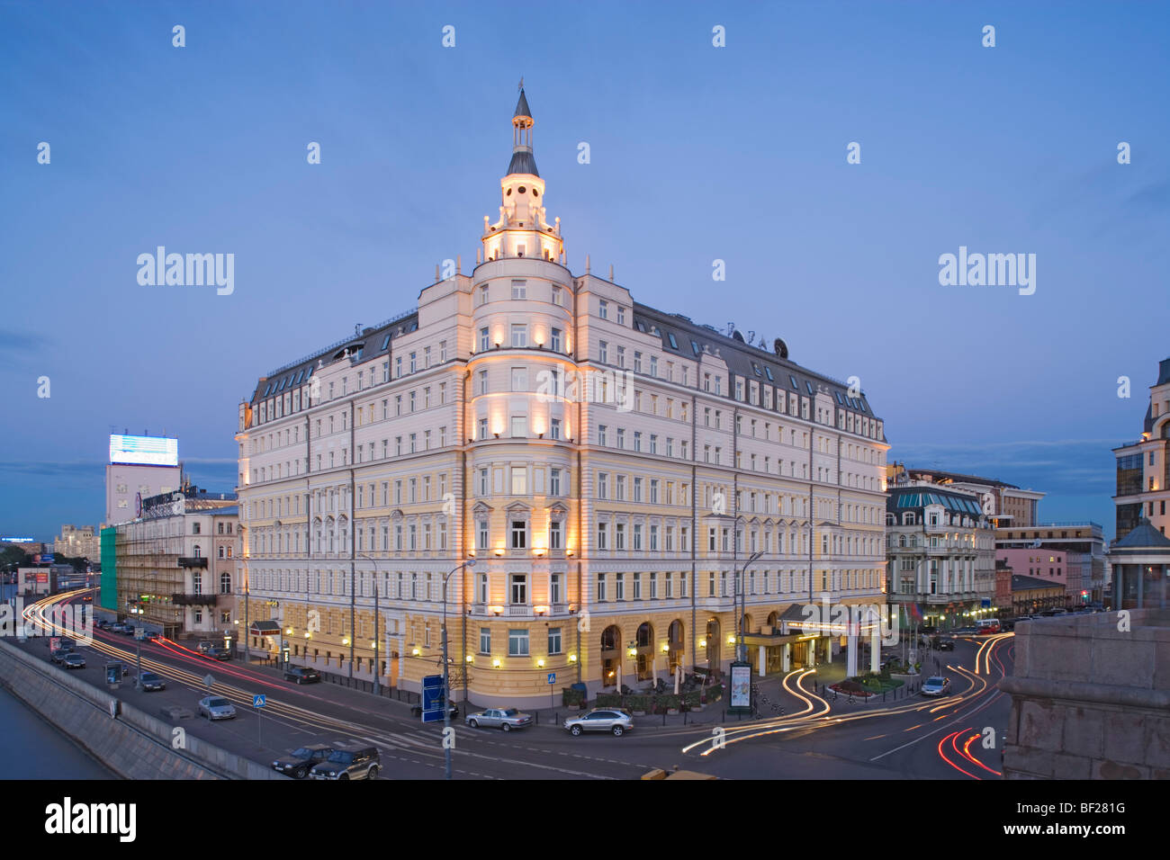Hotel Baltschug Kempinski in the evening light, Moscow, Russia Stock ...