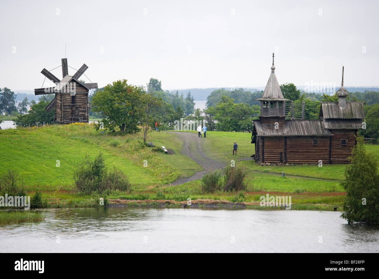 Wooden house on Kizhi island on lake Onega, the second biggest lake in ...