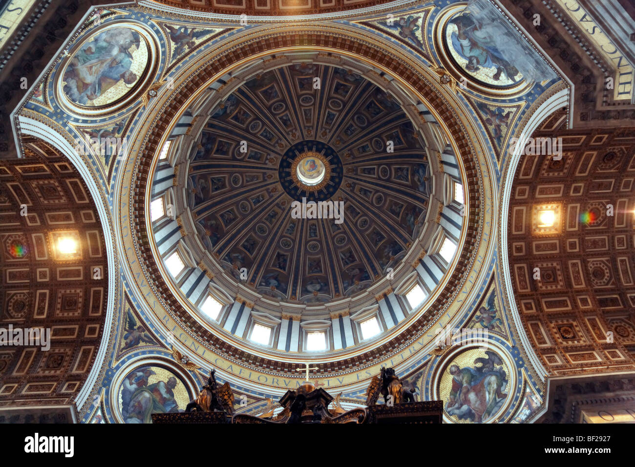 Low angle view of the cupola, St. Peter's Basilica, Vatican City, Rome ...