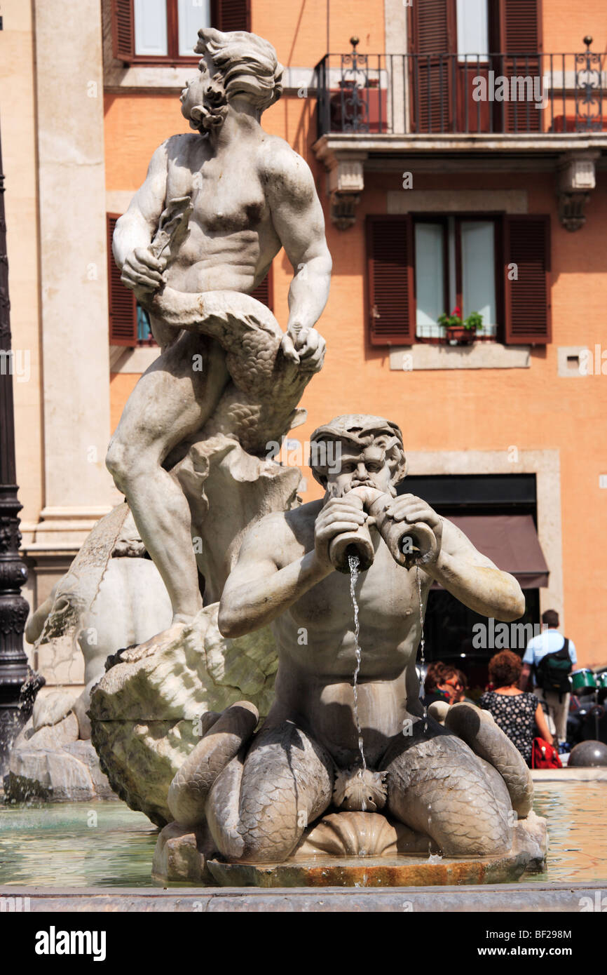 Part of the Fontana del Moro, Piazza de Navona, Rome, Italy Stock Photo ...