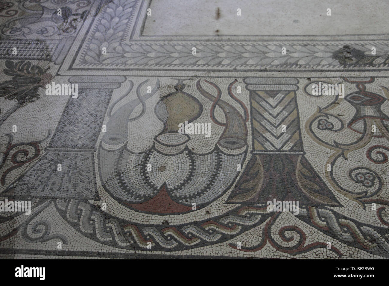 France, Loupian Roman Villa - geometrical, floral motives of the gallo ...