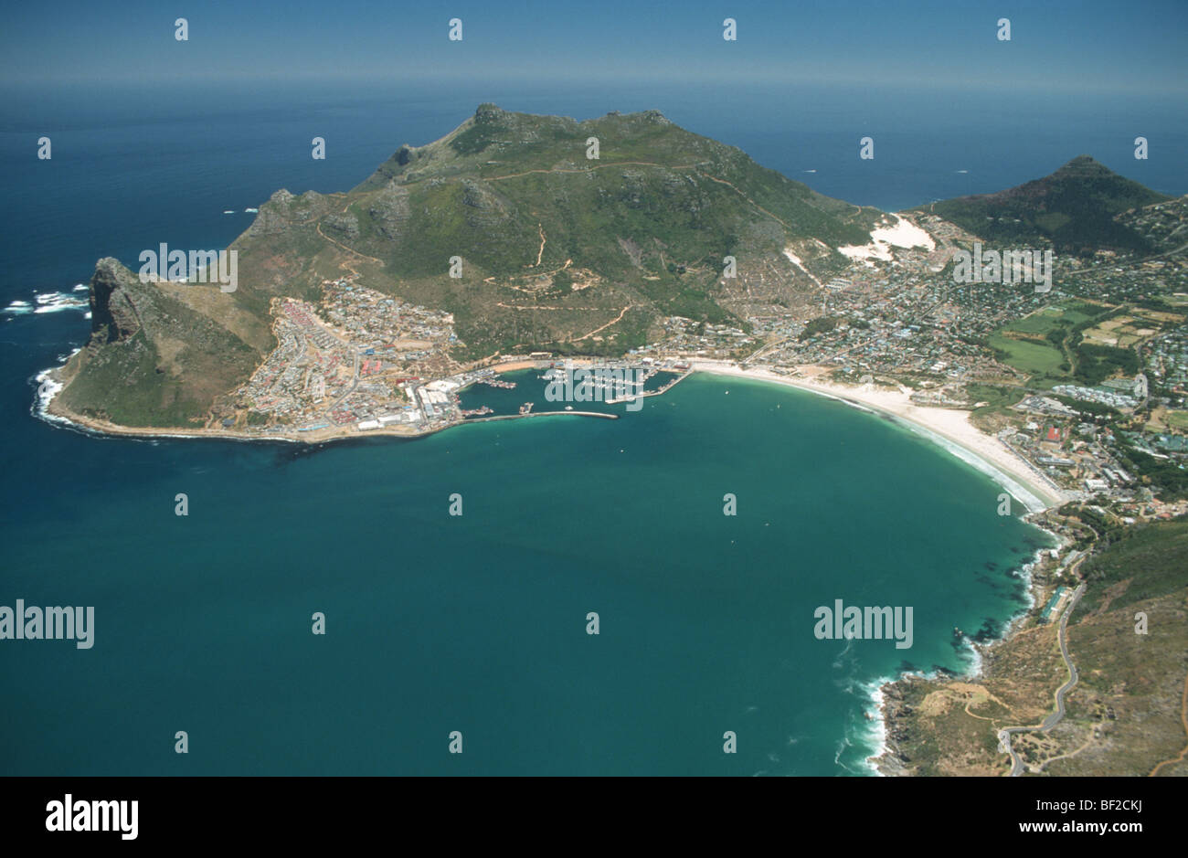 Aerial view of Hout Bay, Cape Town, Western Cape Province, South Africa ...