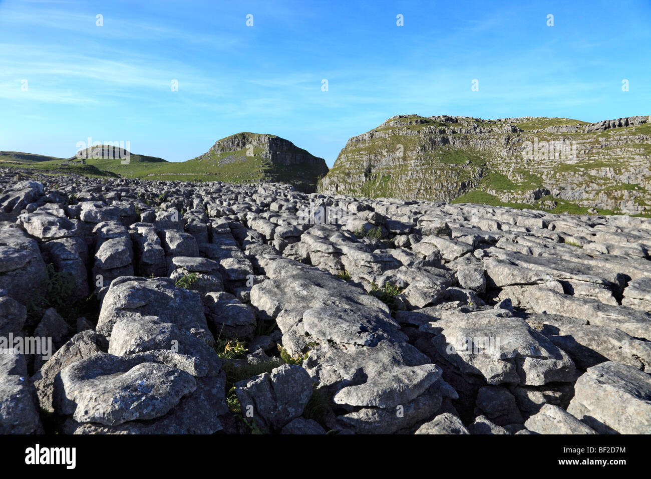 Limestone pavement at Malham, above Malham Cove, Yorkshire Dales ...