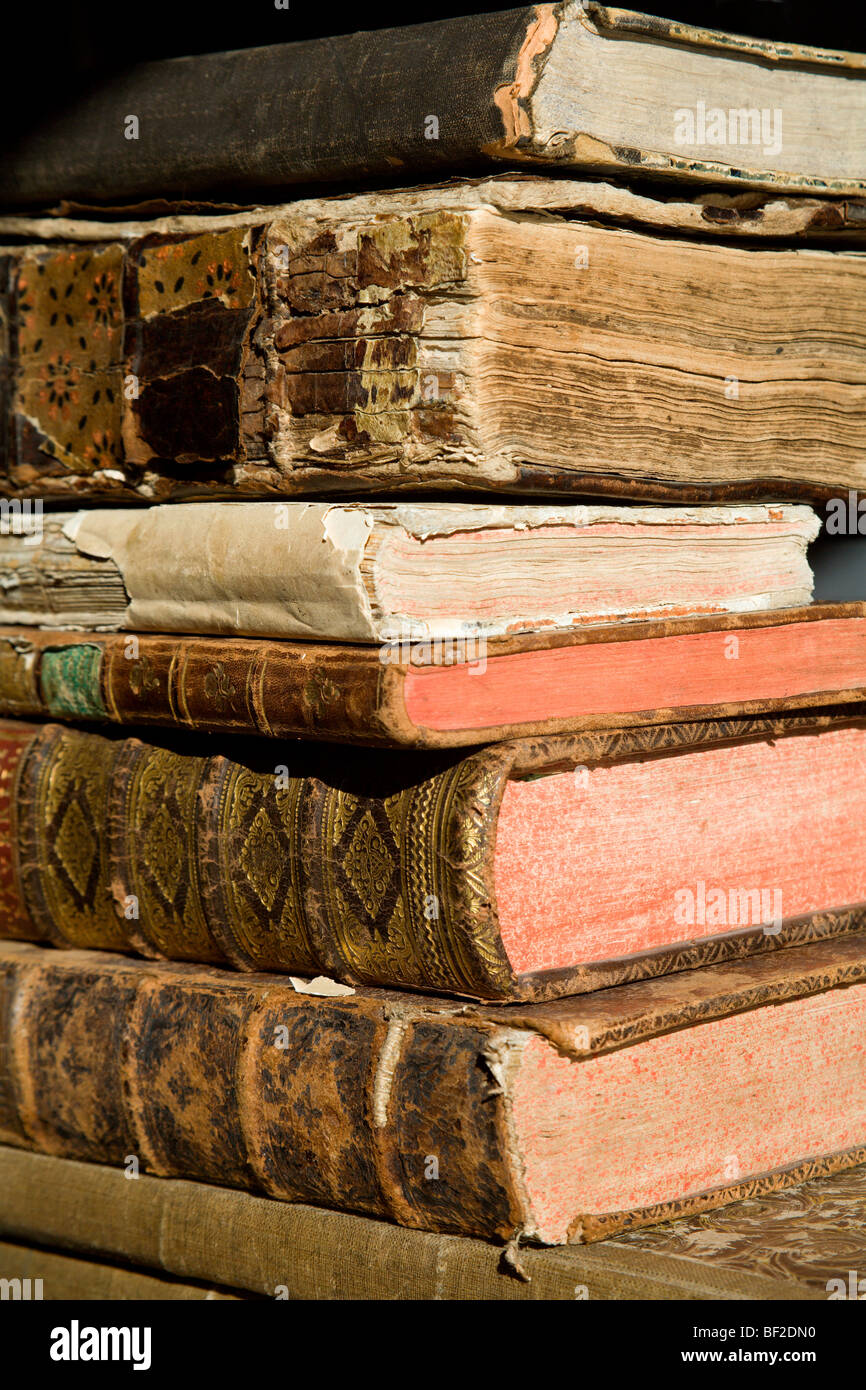 detail of old books Stock Photo - Alamy