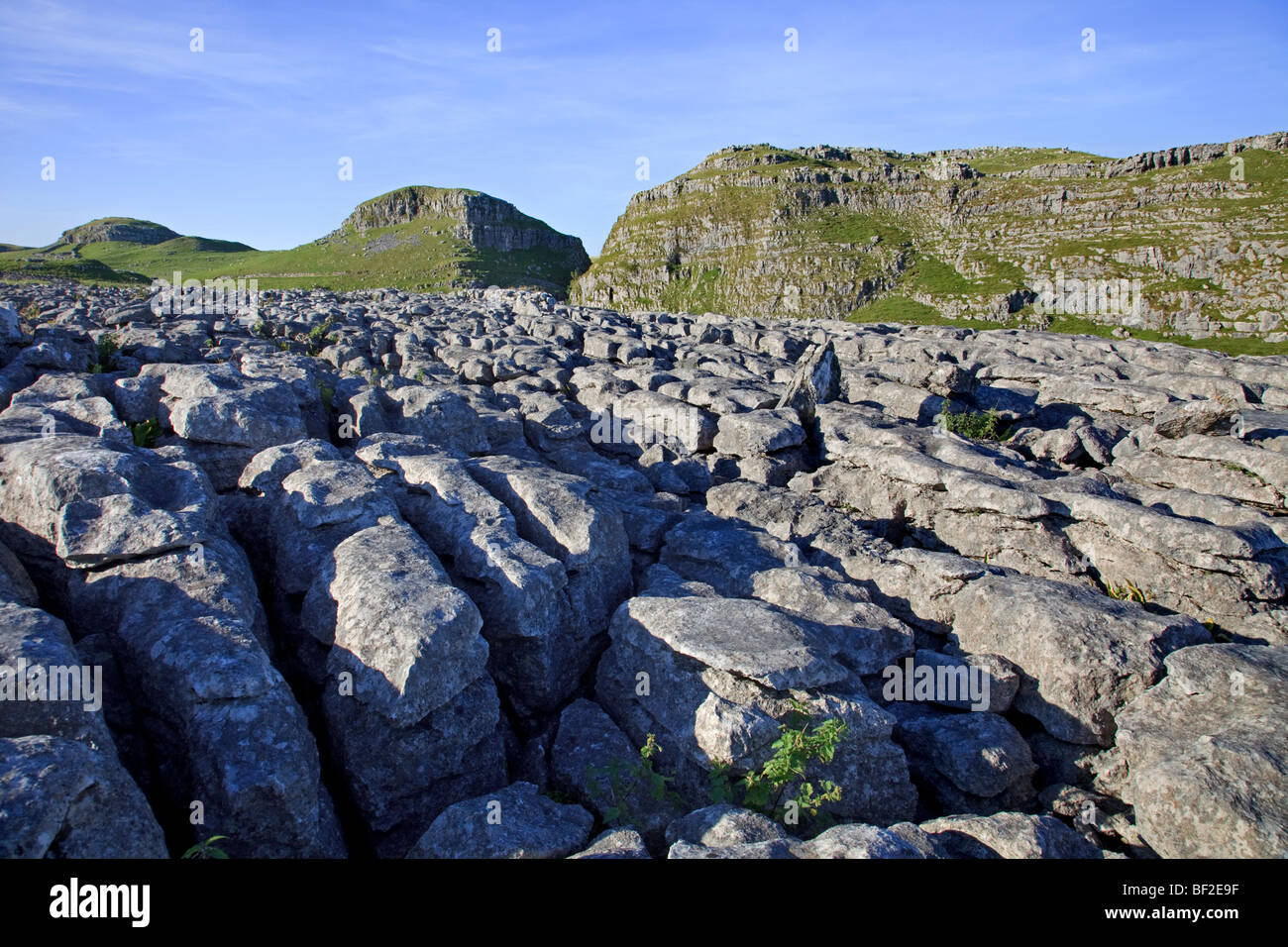 Limestone pavement at Malham, above Malham Cove, Yorkshire Dales ...