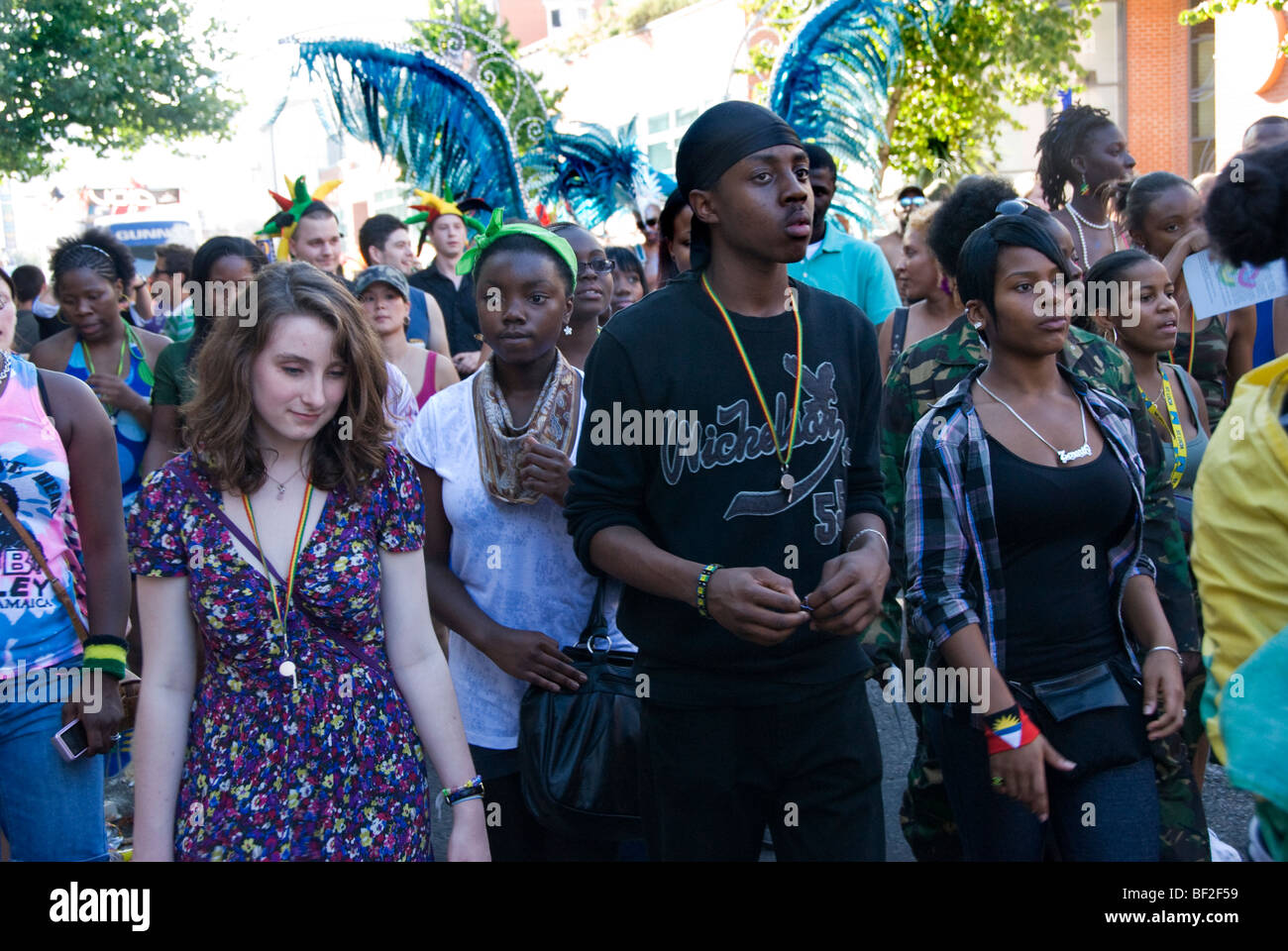 Multicultural urban crowded street scene Stock Photo - Alamy
