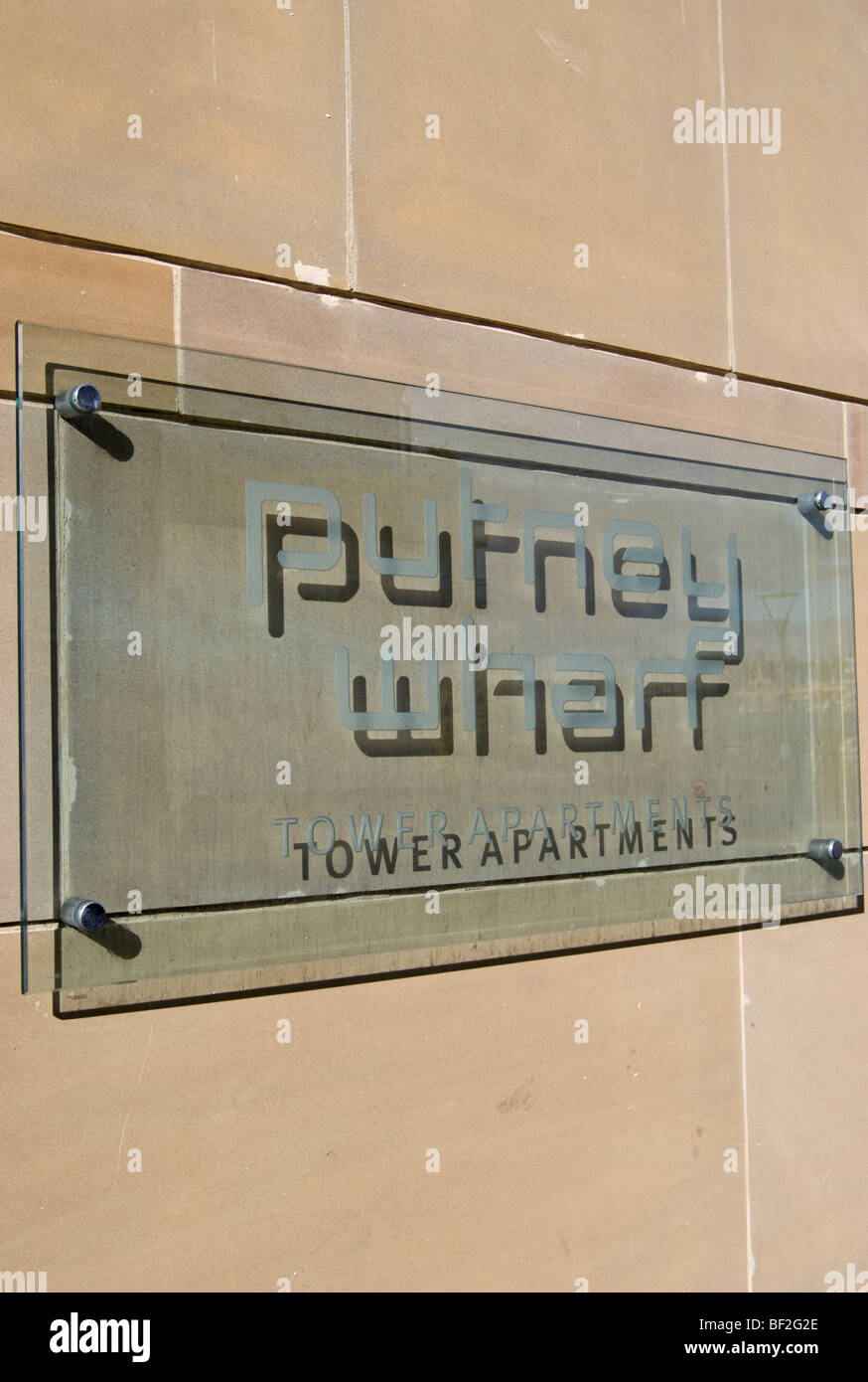 name plate for tower apartments, putney wharf, putney, southwest london ...