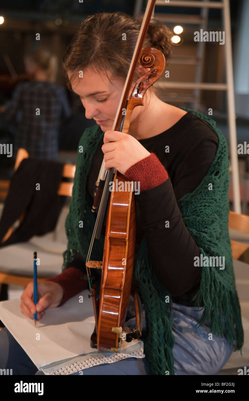 Norway Selbu church Trondheimsolistene violinist Stock Photo - Alamy