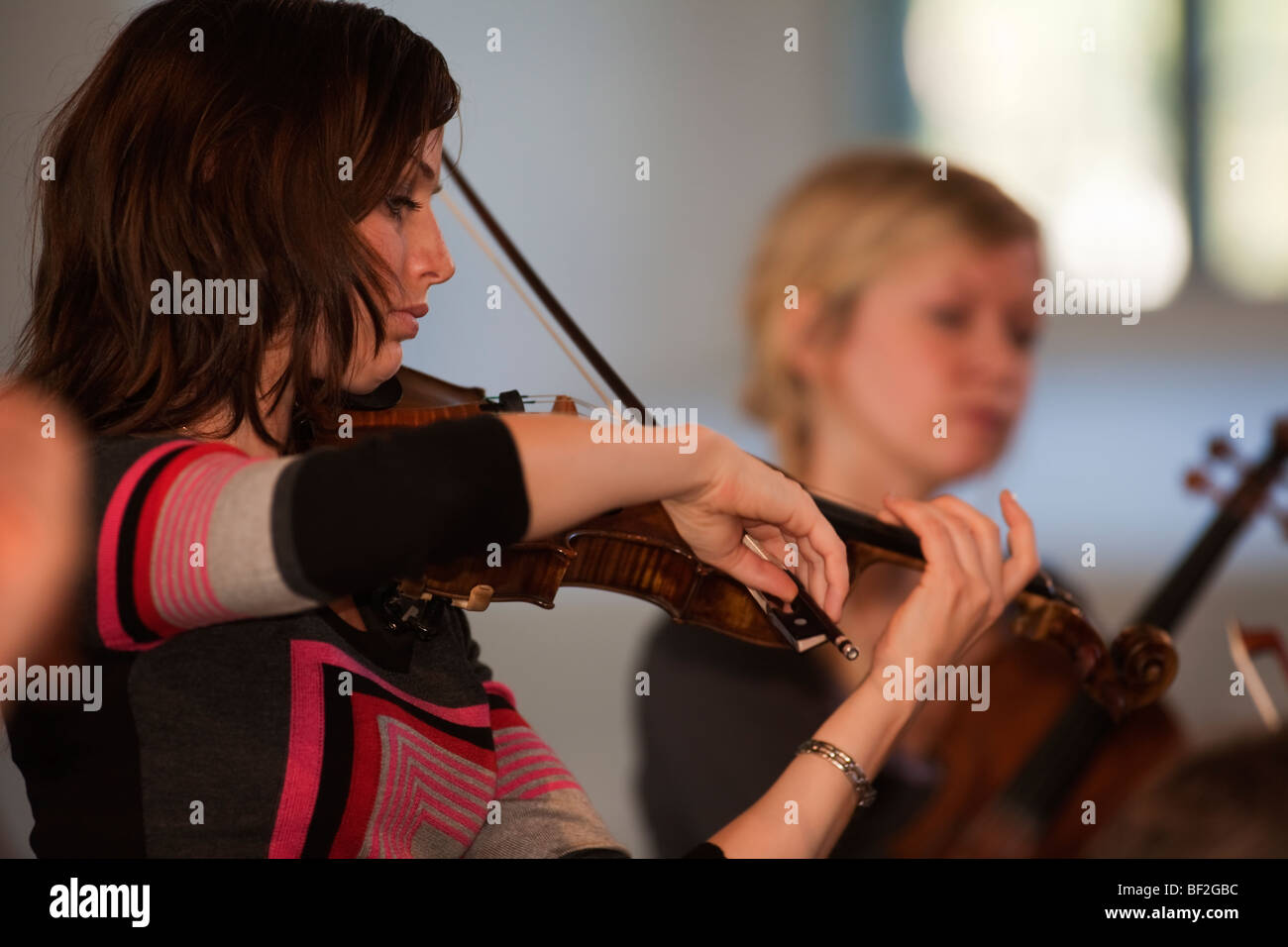Norway Selbu church Trondheimsolistene violinist Stock Photo - Alamy