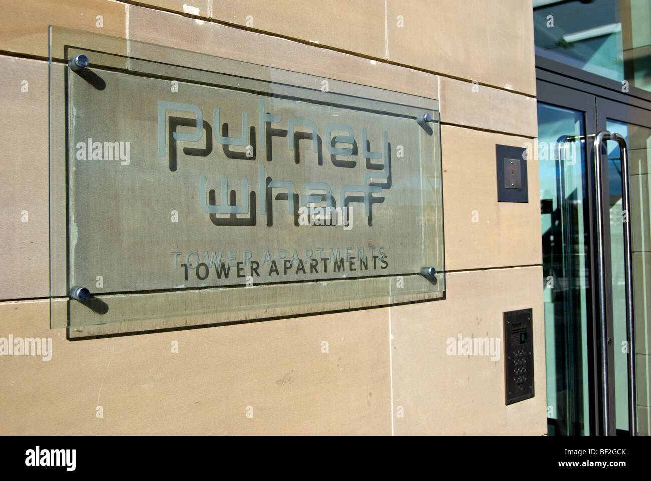 name plate for tower apartments, putney wharf, putney, southwest london ...