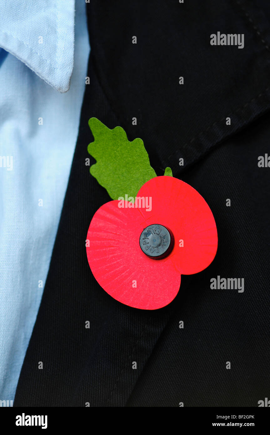 Person wearing a red poppy Stock Photo - Alamy