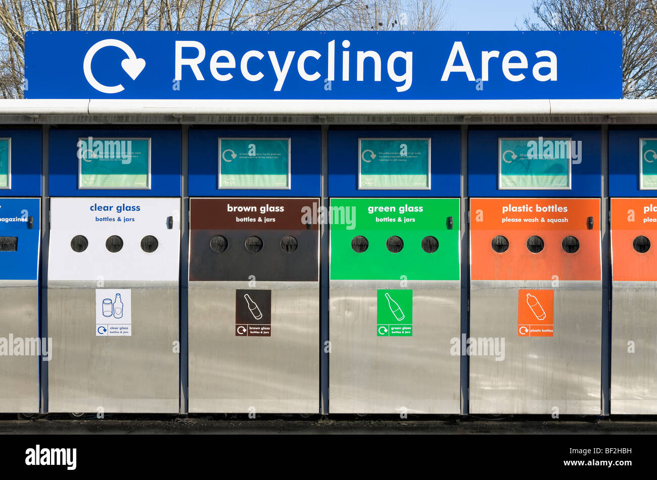 A recycling area, England Stock Photo - Alamy