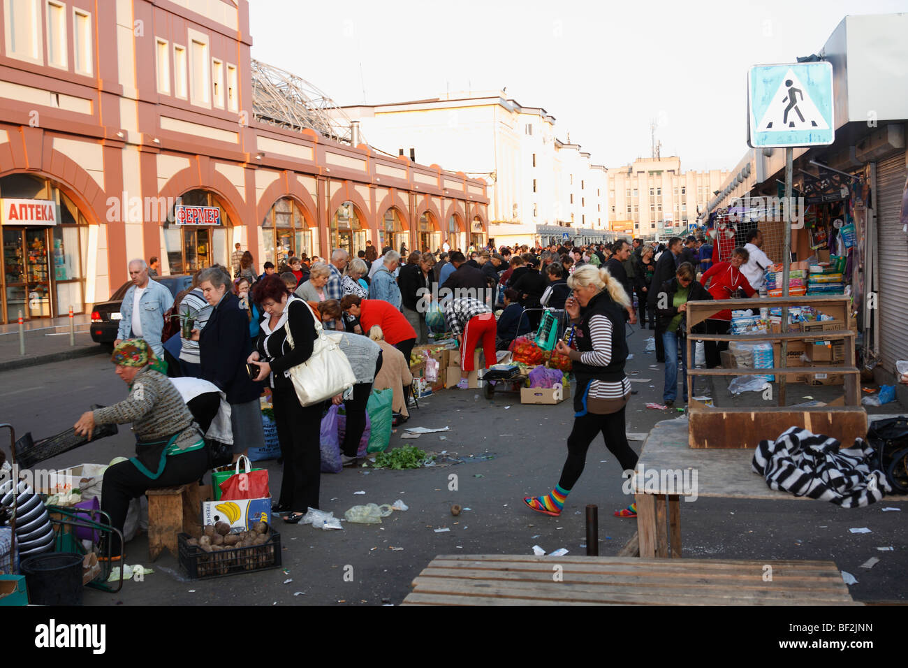 Ukrainian people are shopping on the streets of Privoz Market Place ...