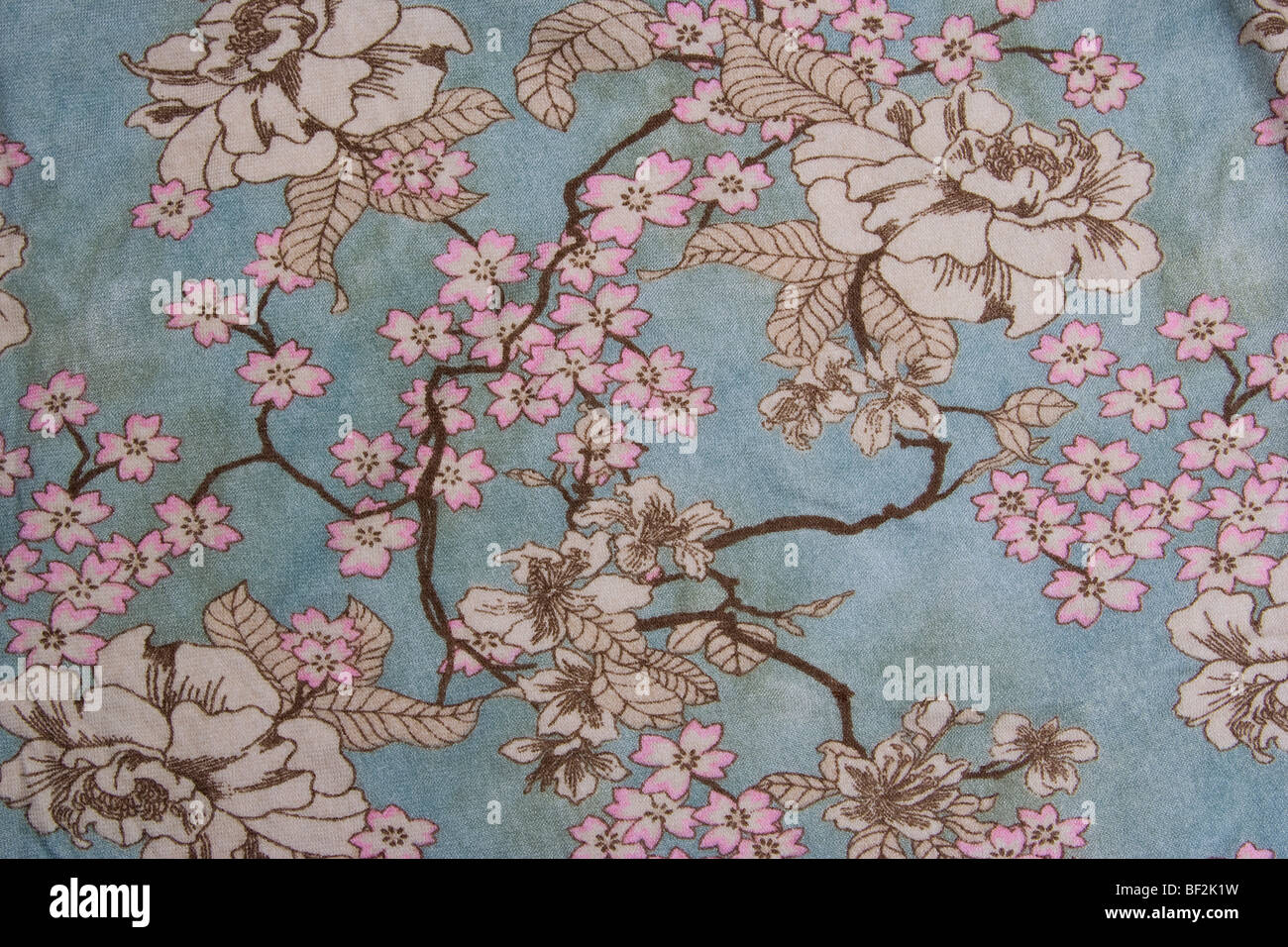 Floral Design on Fabric - Asian Style Stock Photo - Alamy