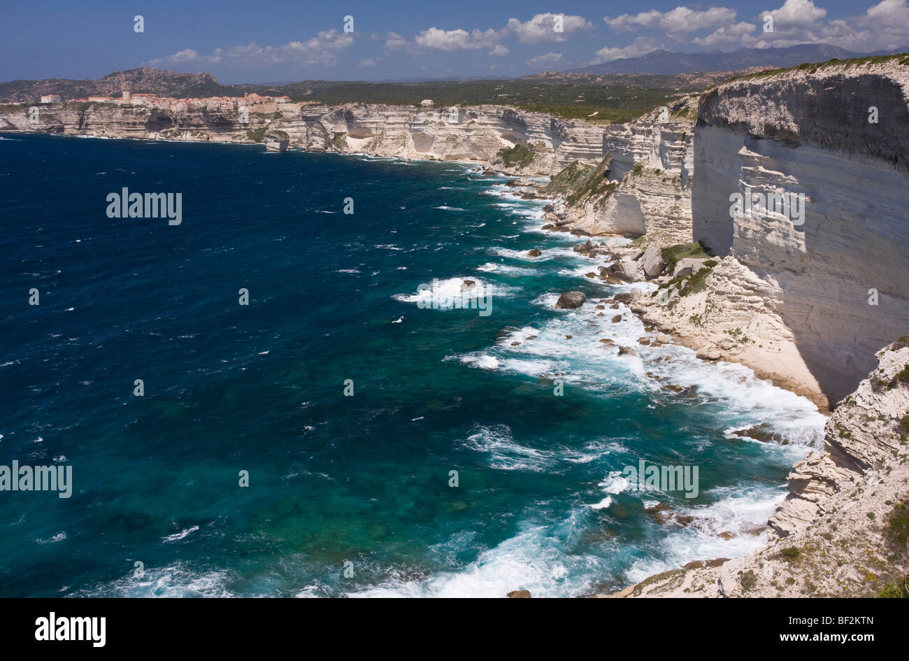 Dramatic limestone cliffs at Bonifacio on the south-western coast of ...