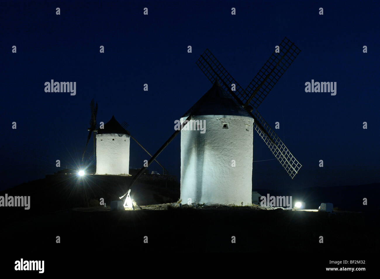 Windmills at Dusk. Consuegra. Toledo Province. Route of Don Quixote. Castilla-La Mancha. Spain ...