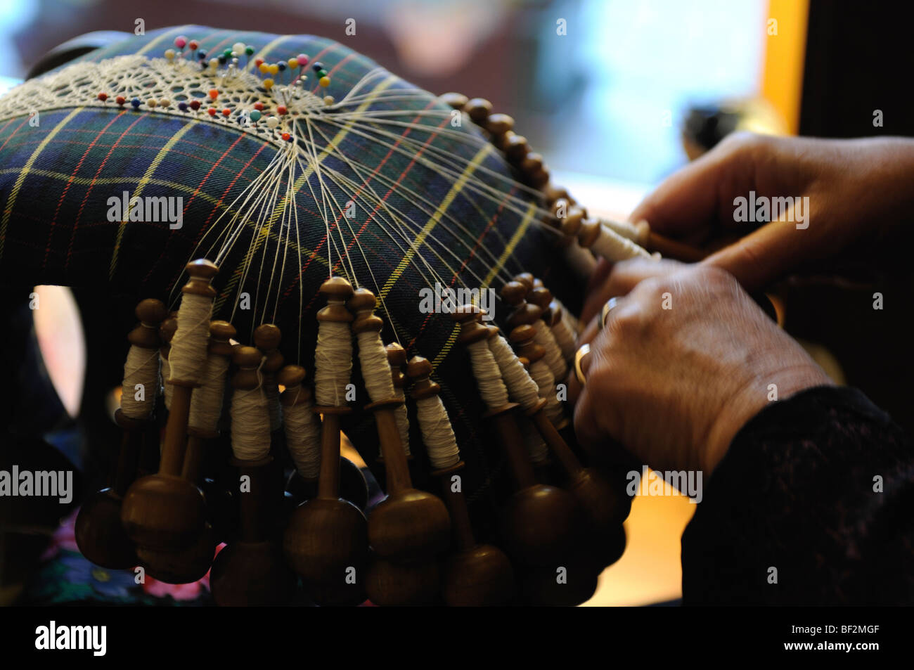 Traditional lace making in Cogne, Aosta valley Stock Photo - Alamy