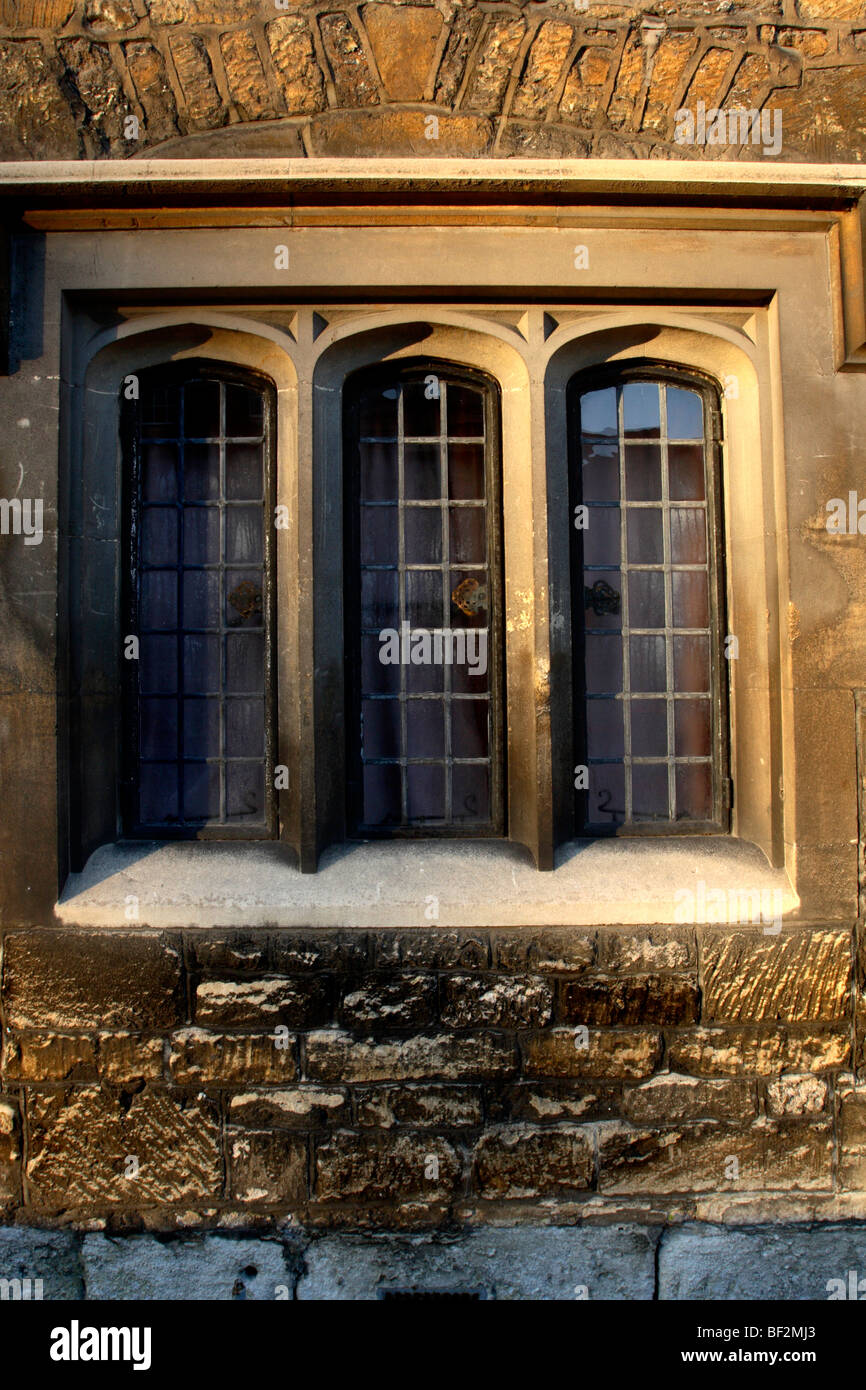 Window of Holy Trinity Church Hall at dawn, Bradford on Avon, Wiltshire ...