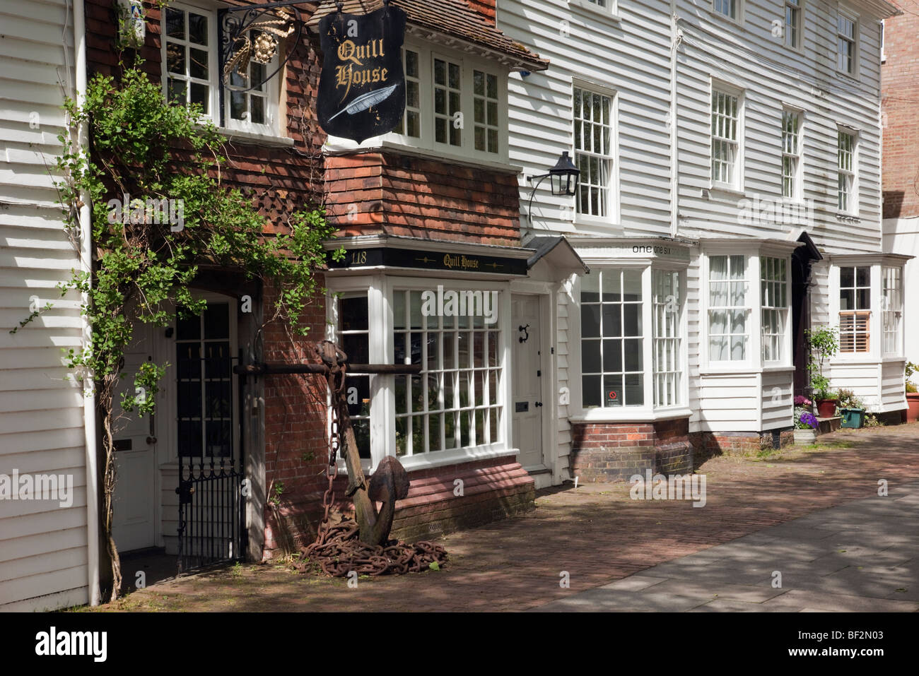 Tenterden Kent England UK Small shops in 15th century tile hung and ...