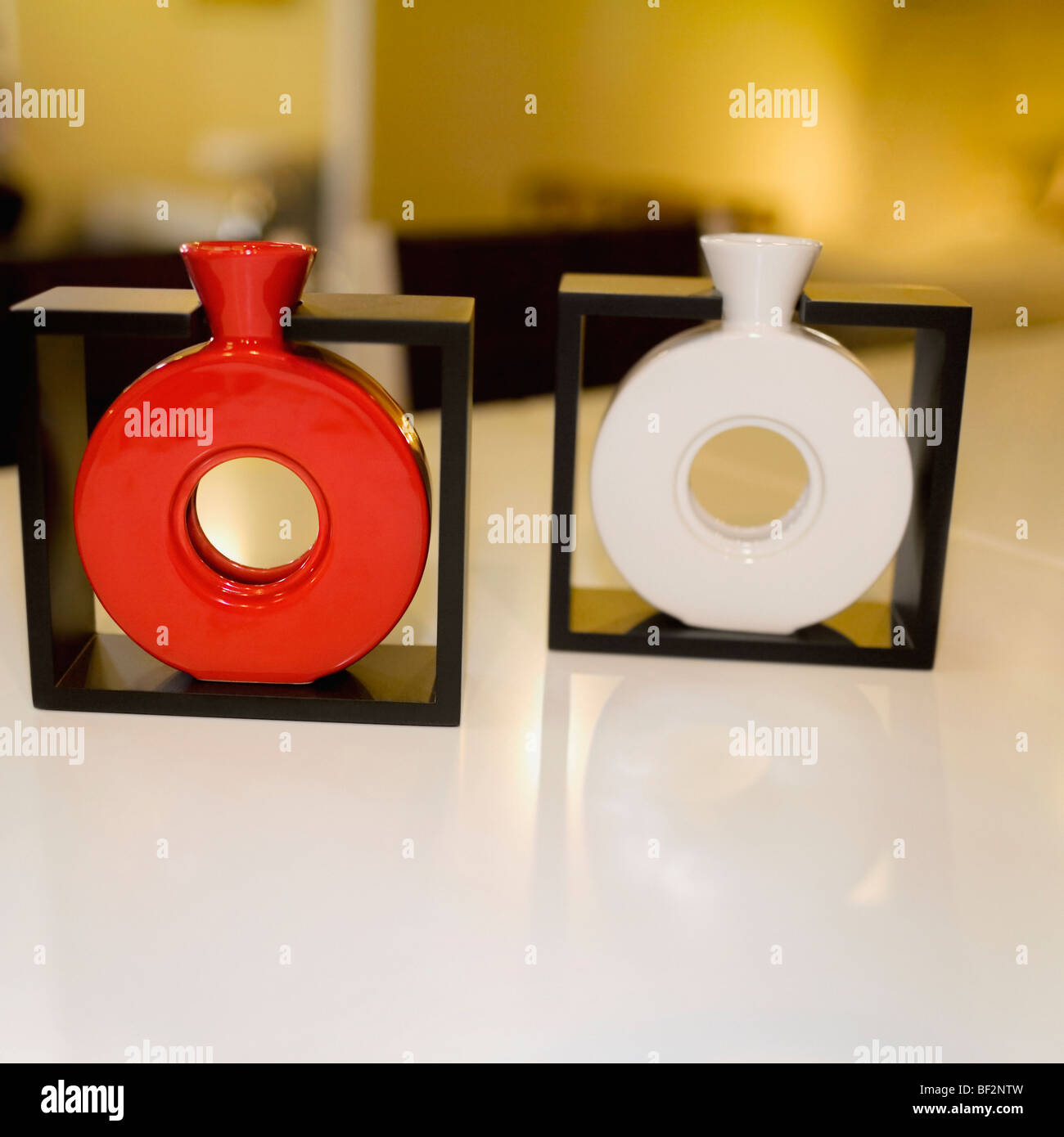 Two vases on a table Stock Photo - Alamy