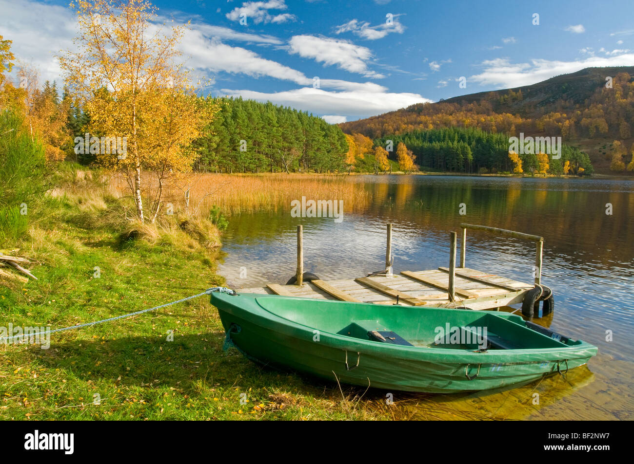 Loch Pityoulish near Aviemore in October Autumn colours Inverness-shire ...