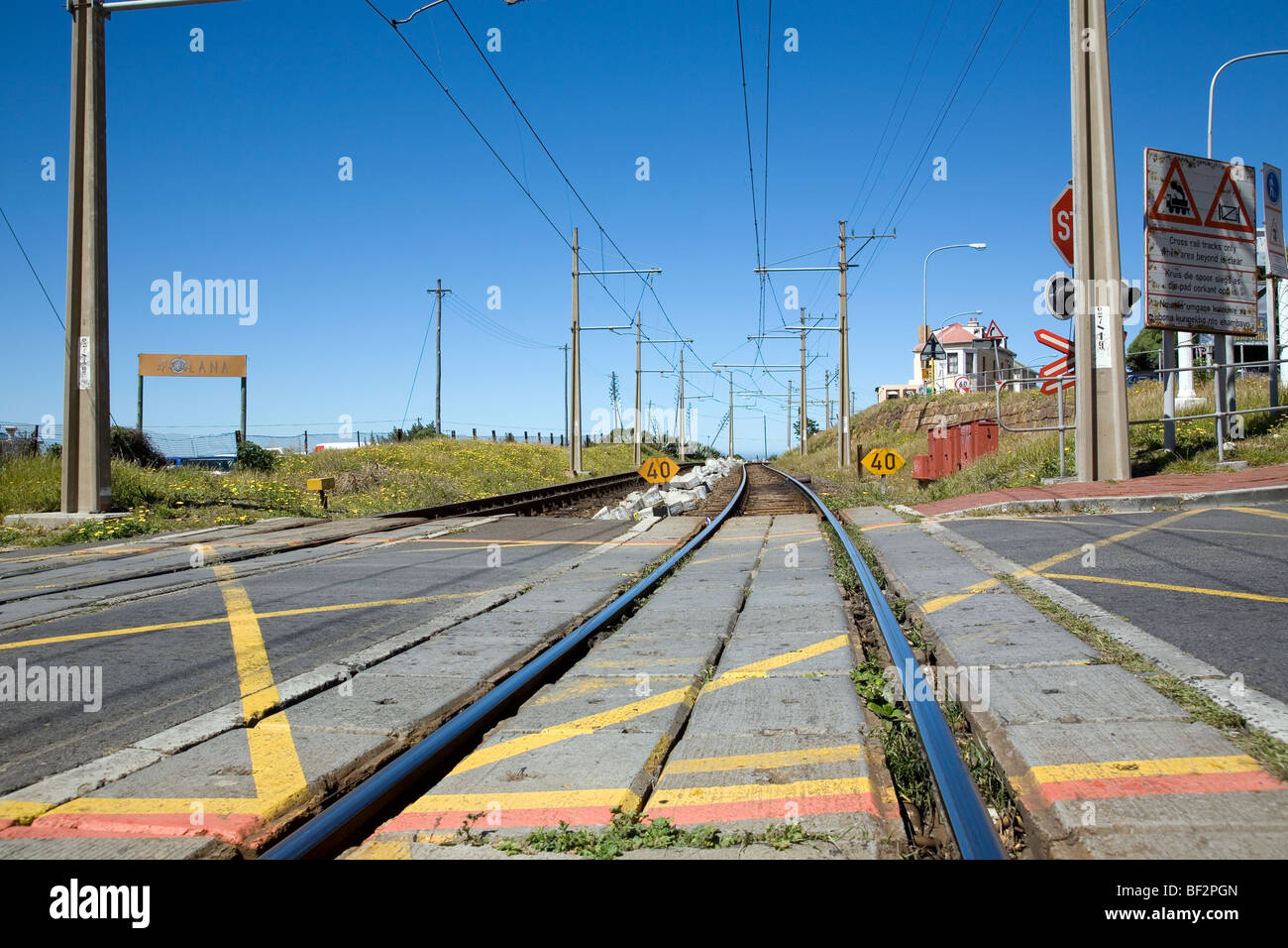 Train Track at Kalk bay level crossing - Cape Town Stock Photo - Alamy