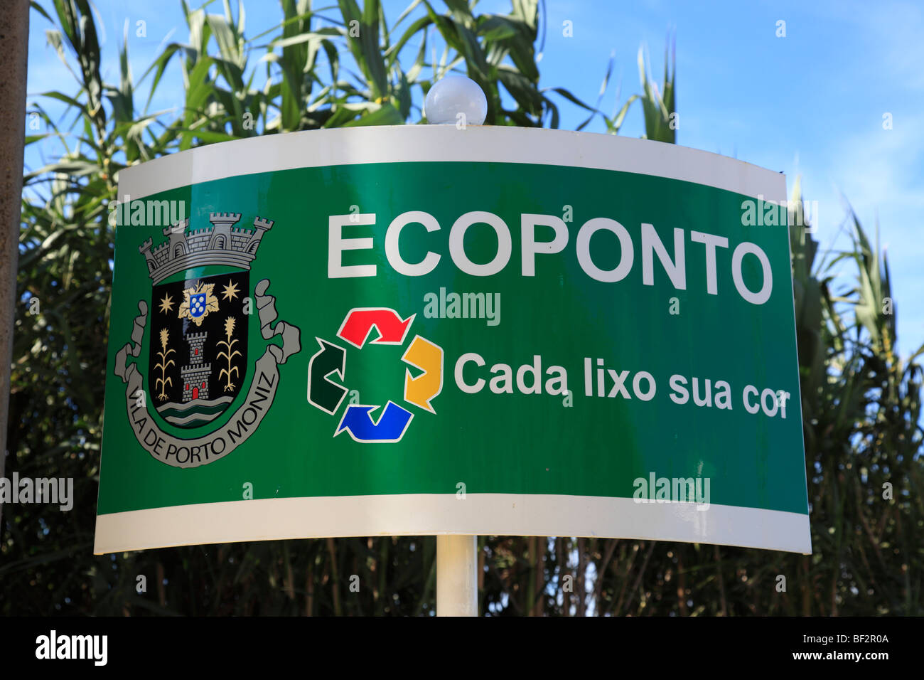 ecoponto recycling sign in Portugal, Europe. Photo by Willy Matheisl ...