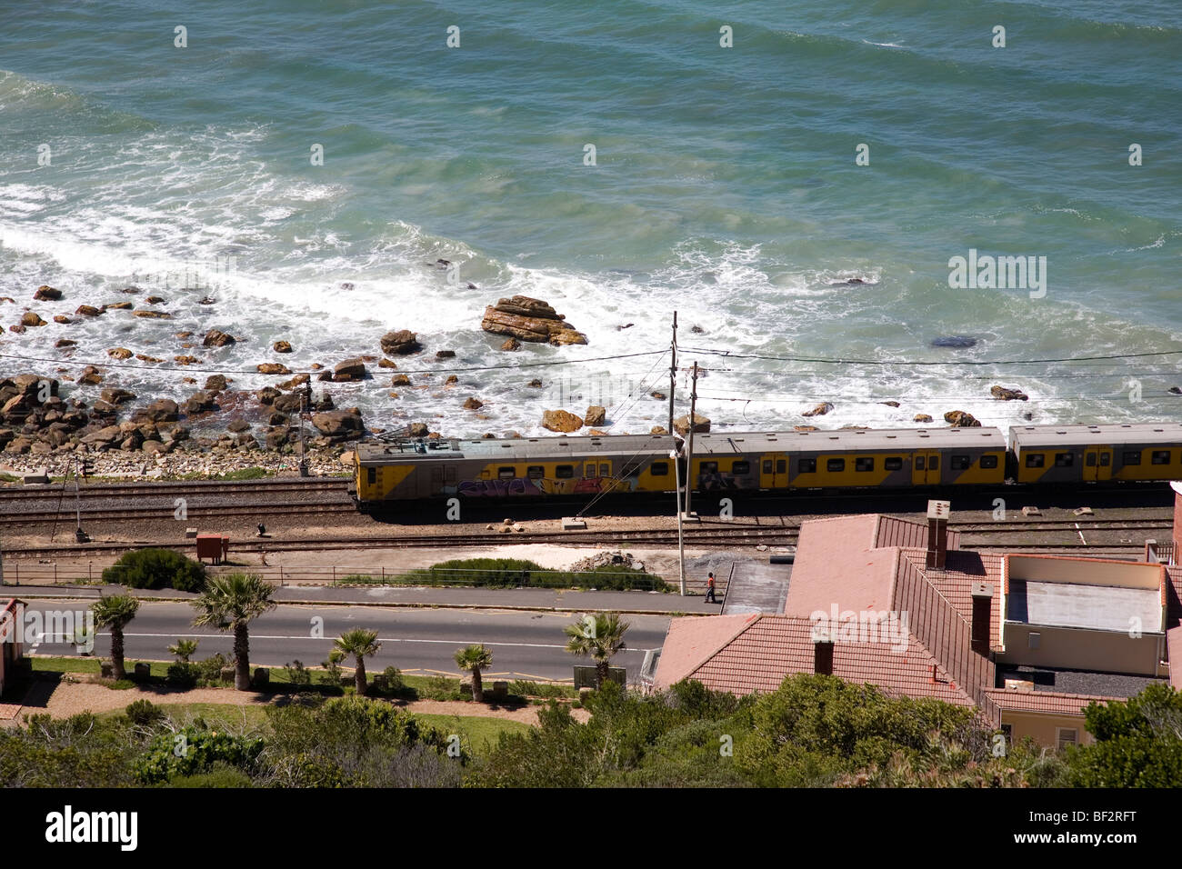 Muizenberg Beach Train track Stock Photo - Alamy