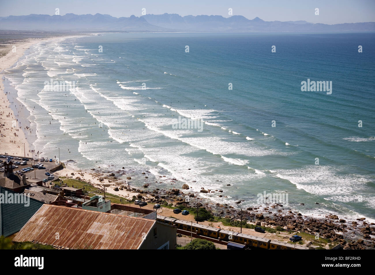 Muizenberg Beach shot from above Stock Photo - Alamy