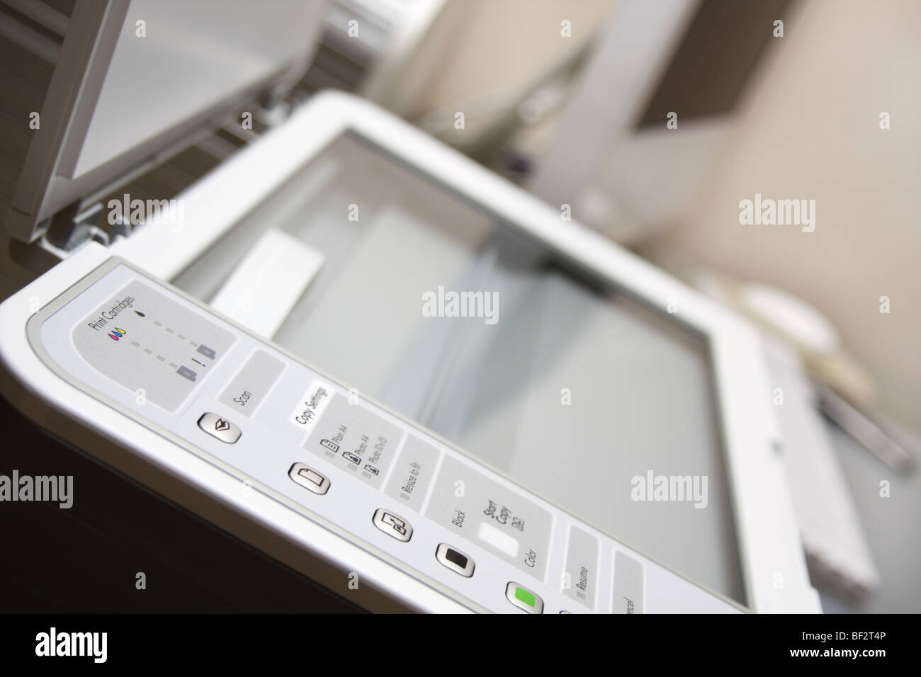 Workplace with all-in-one printer, scanner, copier Stock Photo - Alamy