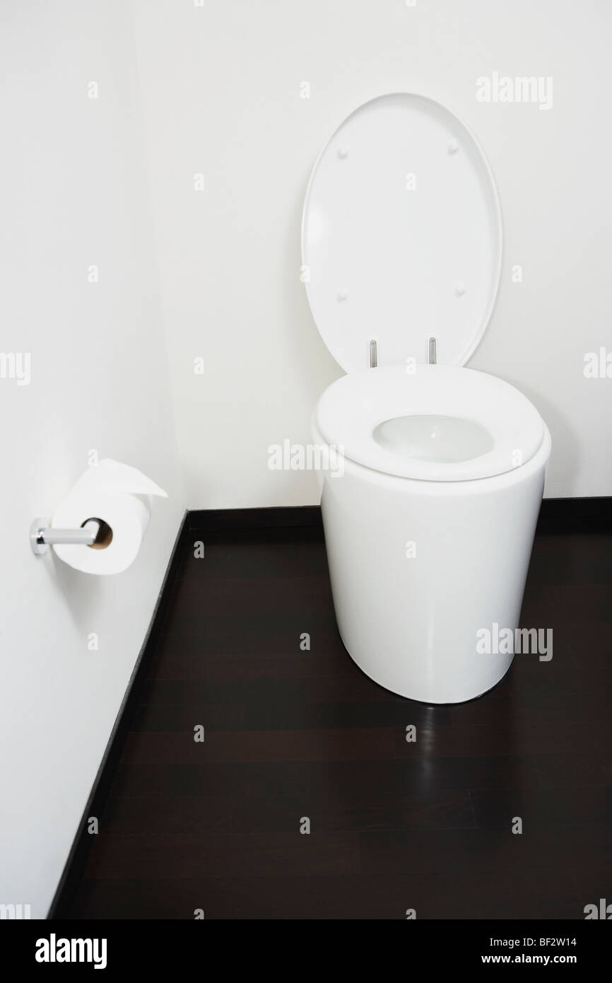 High angle view of a toilet bowl in the bathroom Stock Photo - Alamy