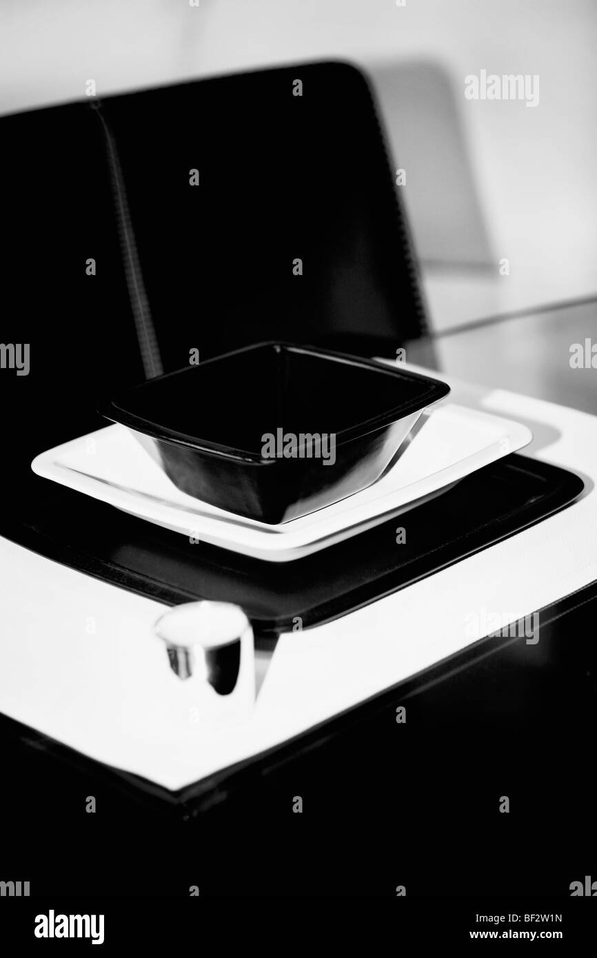 Dining table no people Black and White Stock Photos & Images - Alamy