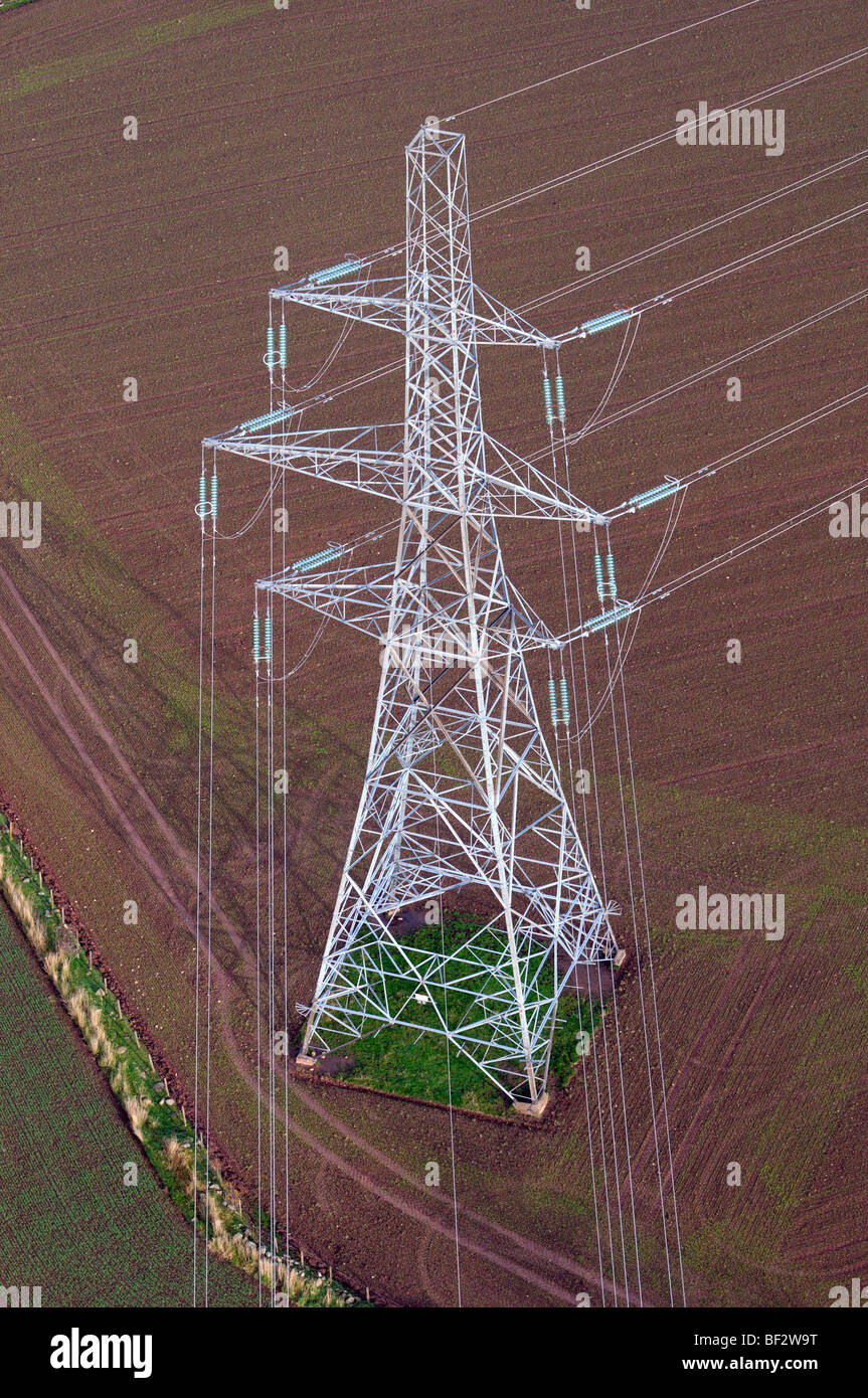 Aerial view of electricity pylon Stock Photo - Alamy