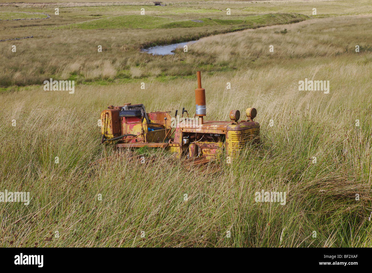 Old tractor at the side of the road, Dumfries & Galloway, Scoltand ...