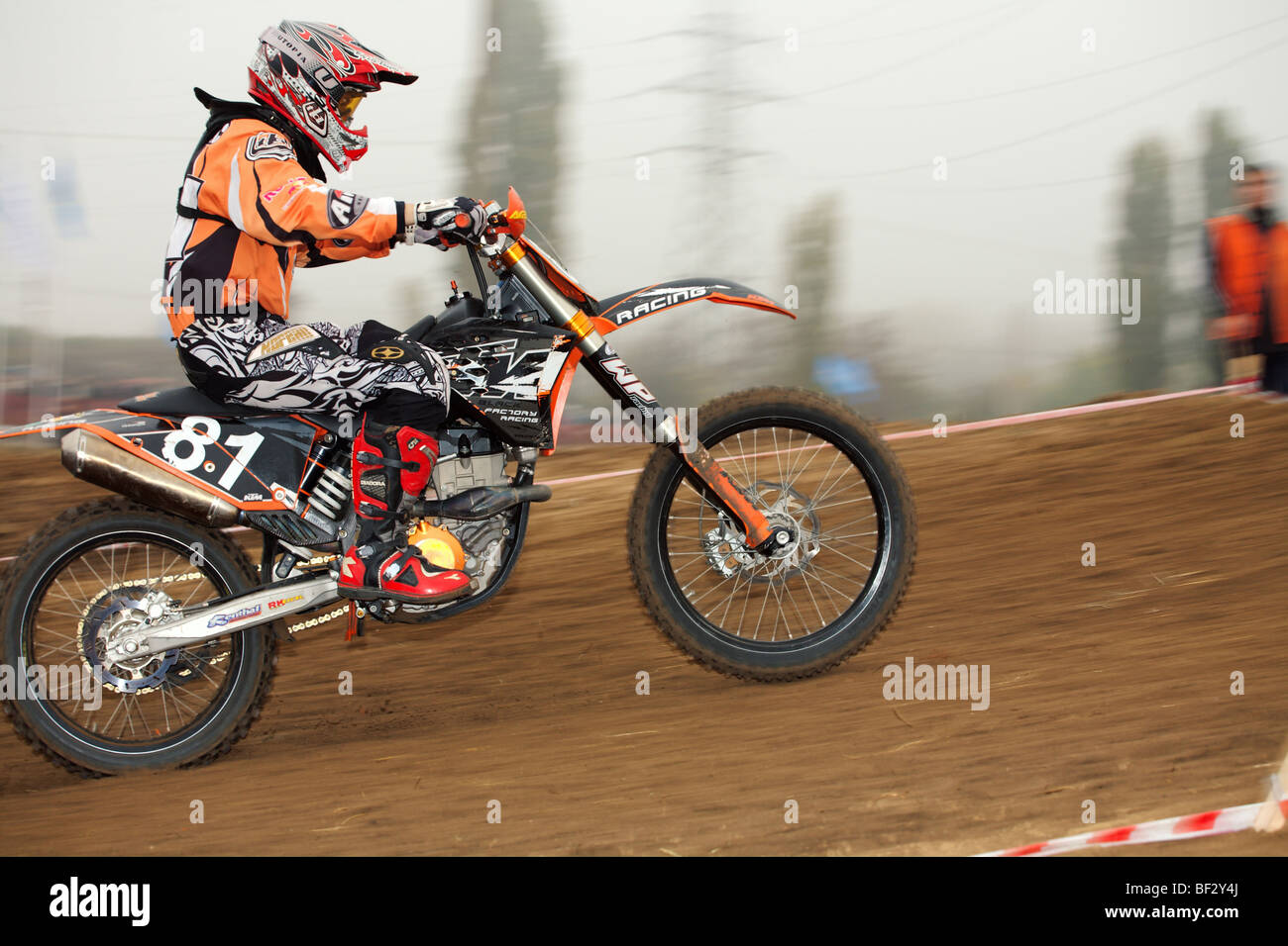 Competition on motorcycle sports among the youngest racers Stock Photo ...