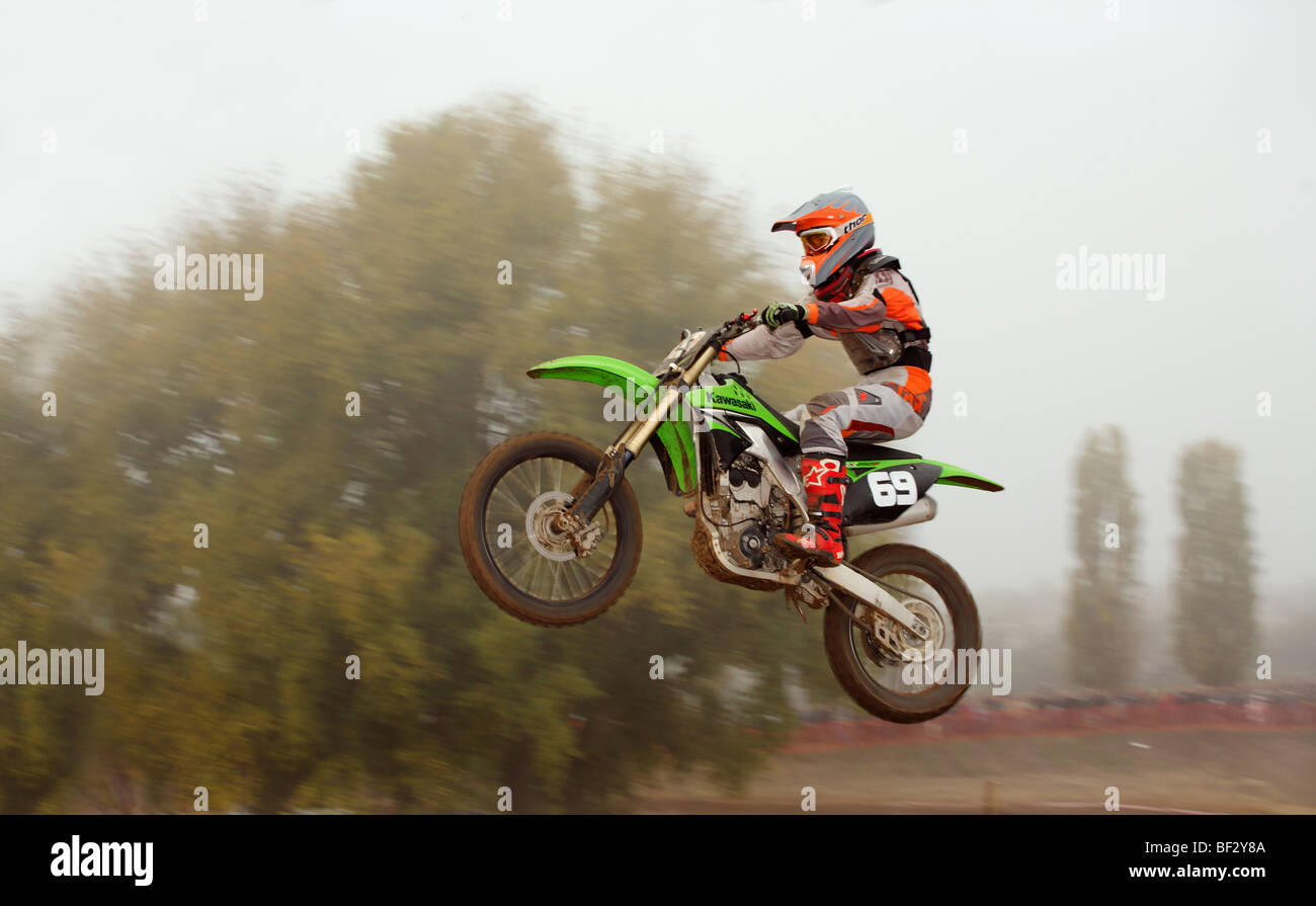 Competition on motorcycle sports among the youngest racers Stock Photo ...