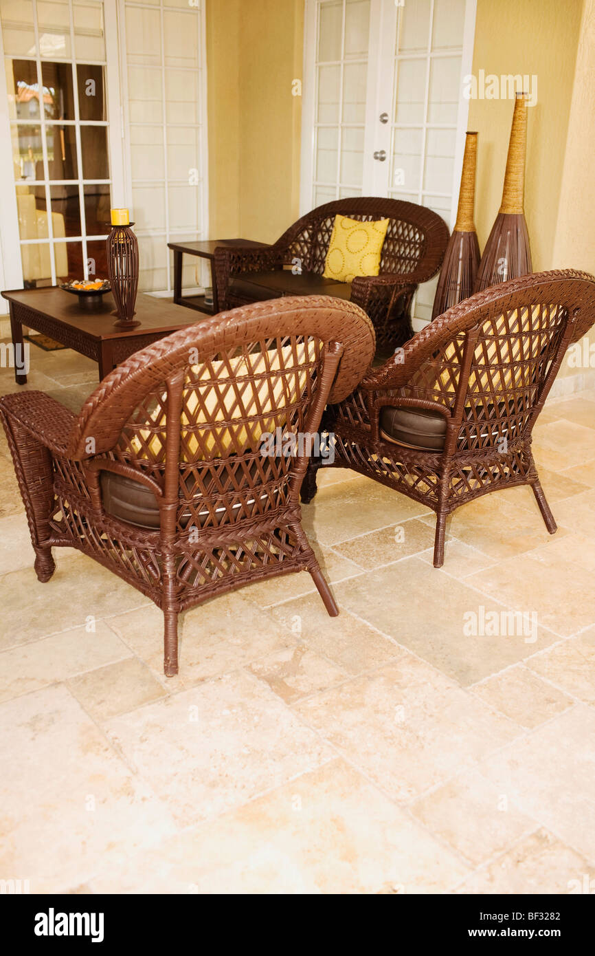 Furniture under a patio Stock Photo - Alamy