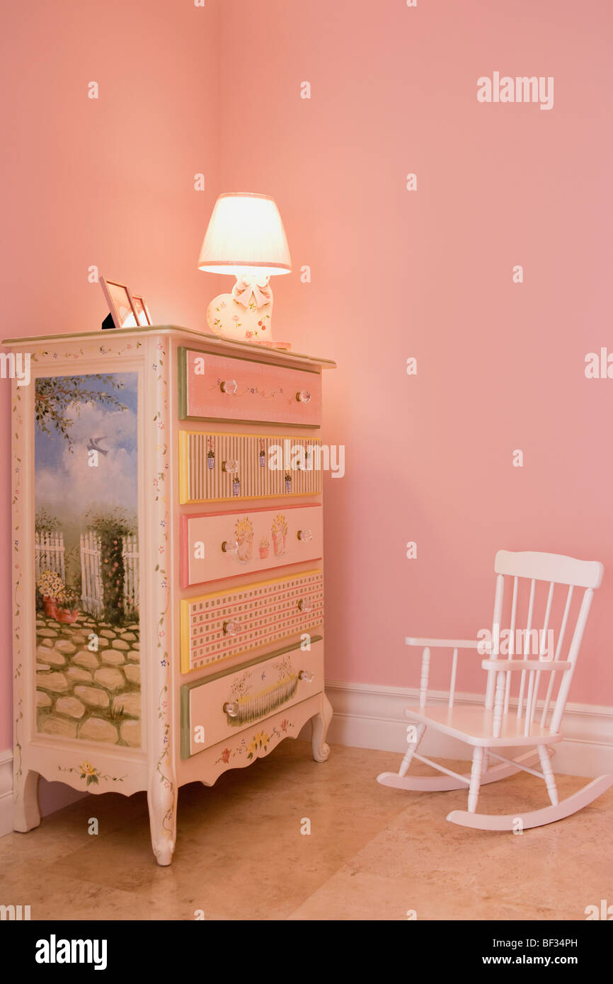 Lamp lit up on a sideboard Stock Photo - Alamy