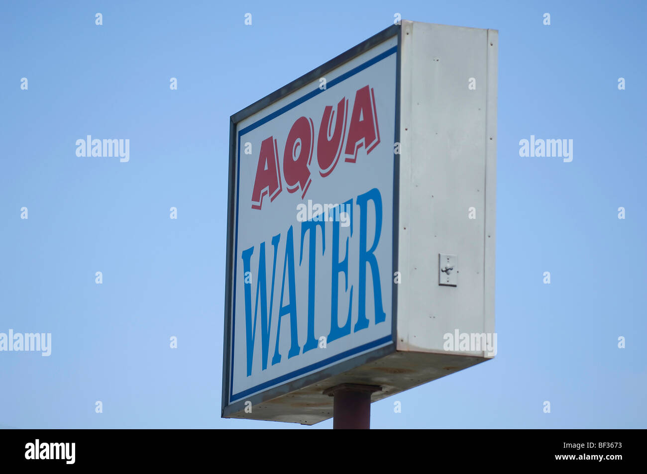 Sign that states Aqua Water near a shop that sells purified water Stock ...