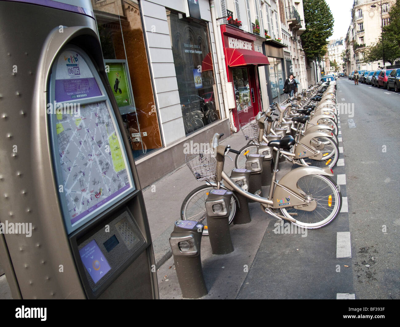 A row of Velib bicycles is seen in Paris, France. Velib is a public ...