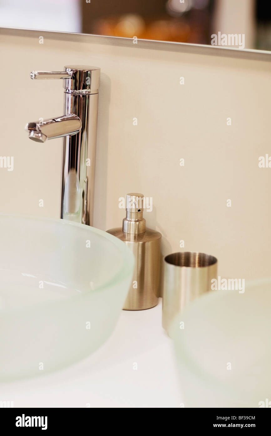 Close-up of a faucet in the bathroom Stock Photo - Alamy