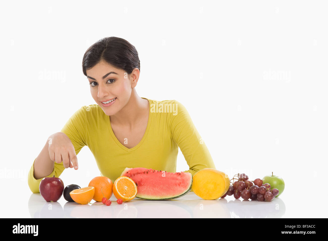 Woman and pointing at camera and cross hi-res stock photography and ...