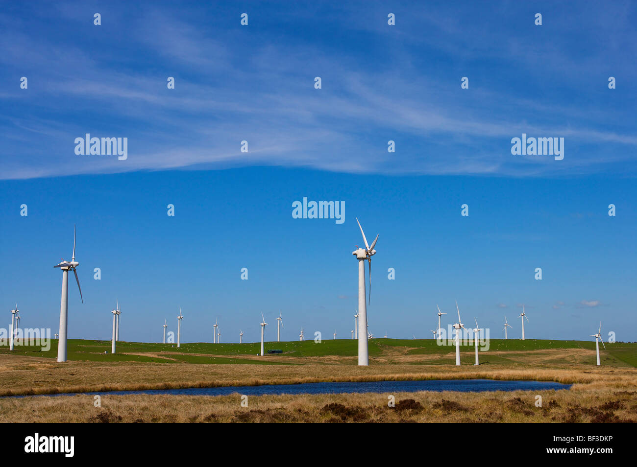 View of wind farm turbines Stock Photo - Alamy